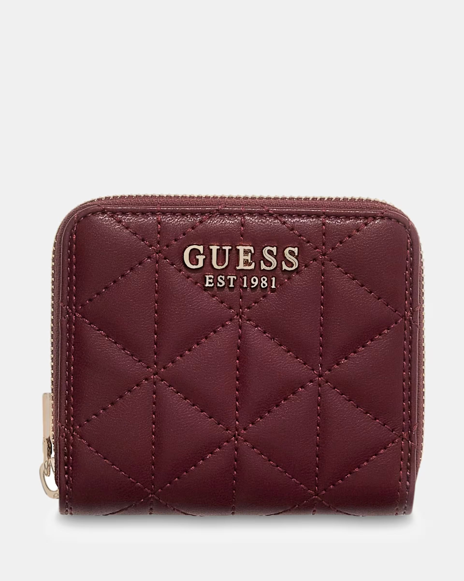 Guess Paisleigh Small Burgundy Zip Around Purse – Sitara Morgan Boutique