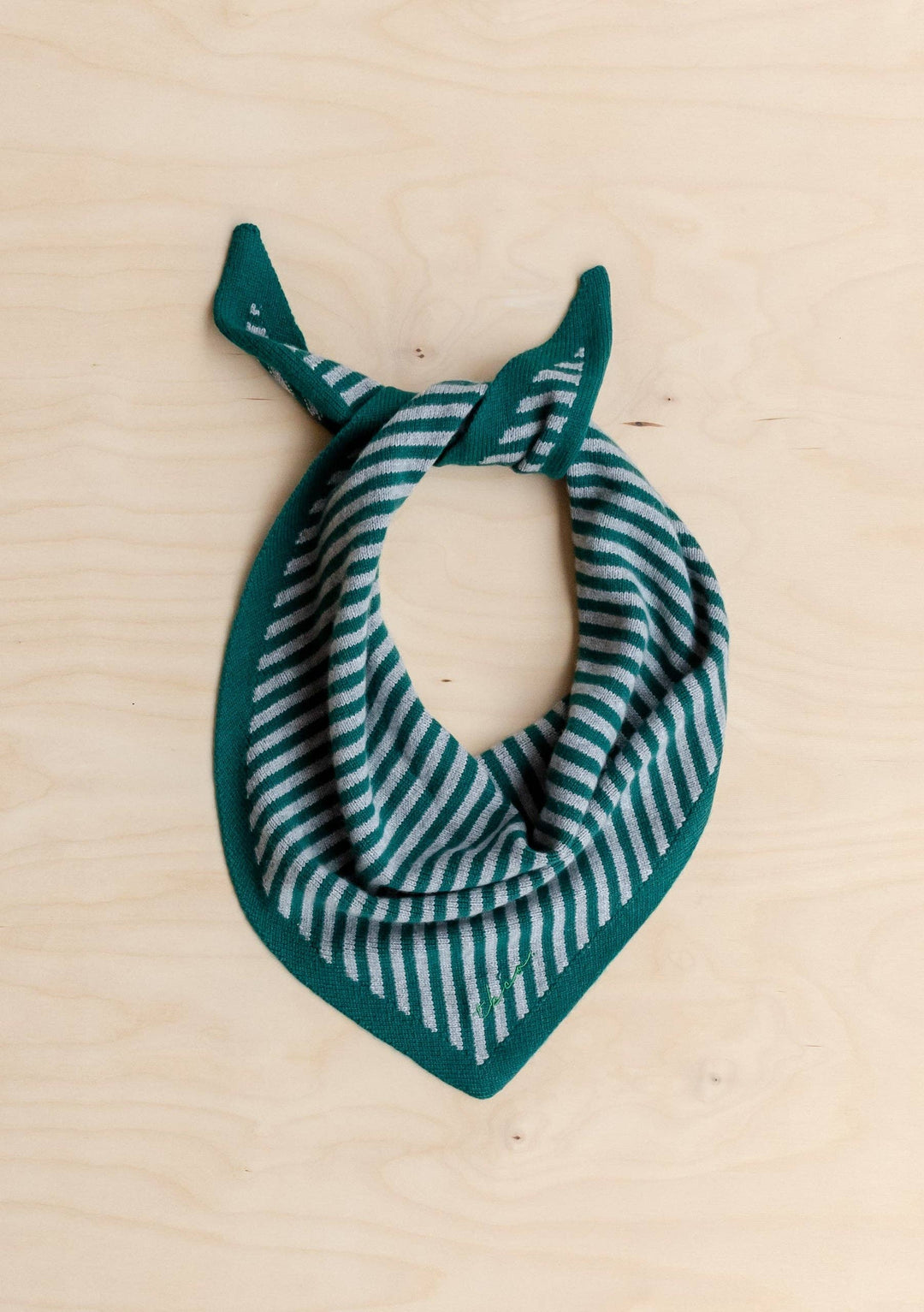 Merino Wool Triangle Scarf in Green & Charcoal Stripe – Sitara Morgan ...