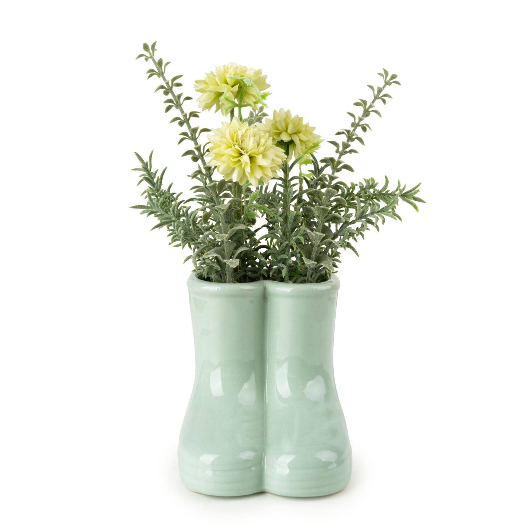 Chrysanthemums in Wellies Vase – Sitara Morgan Boutique