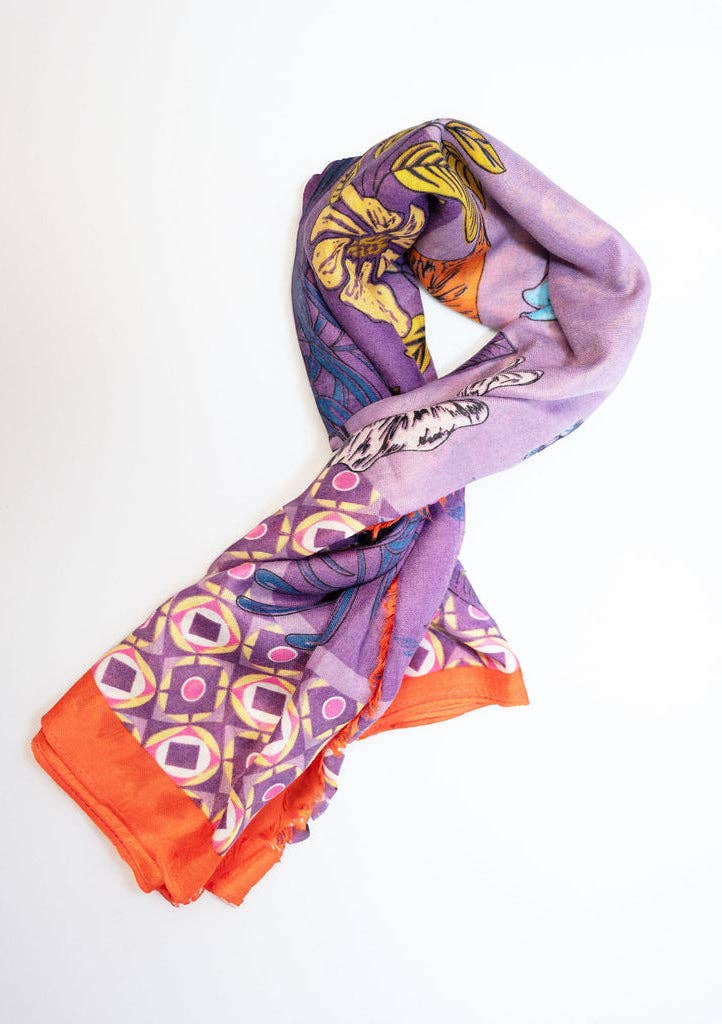 Botanical Scarf | B01: Grape – Sitara Morgan Boutique